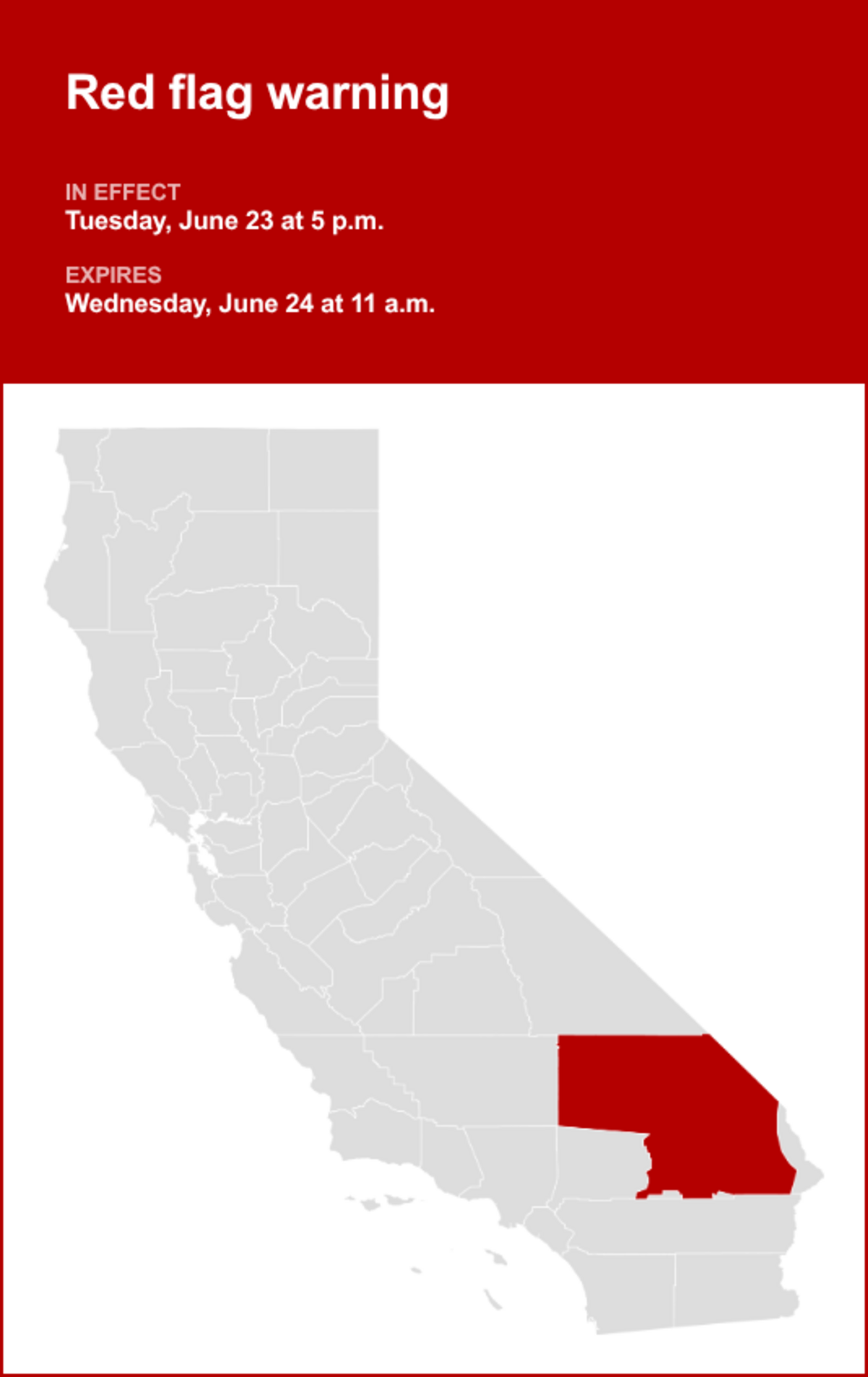 Red flag warning for the Mojave Desert until Wednesday midday | Fresno Bee