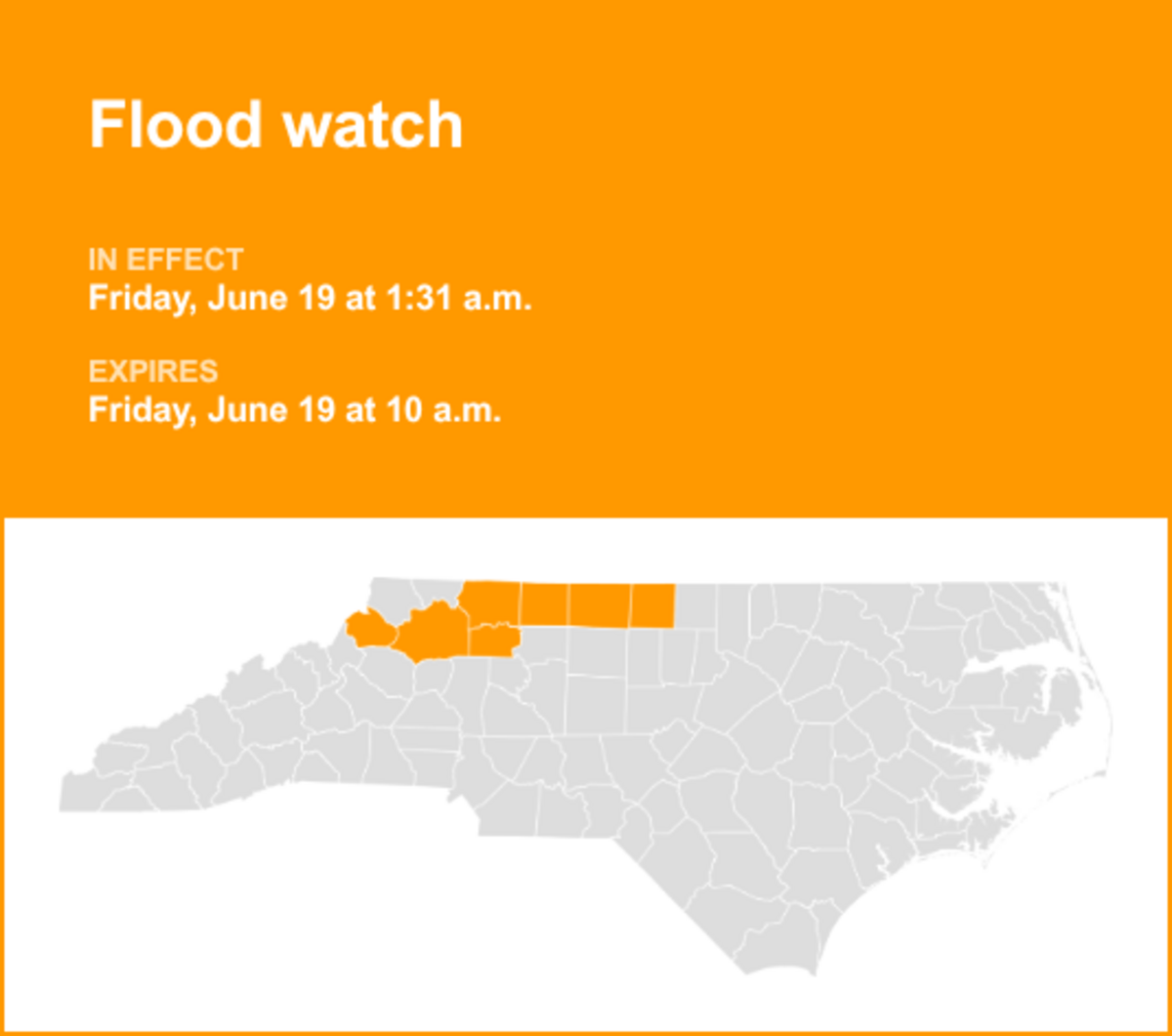 UPDATE: North Carolina under a flood watch until Friday morning due to ...